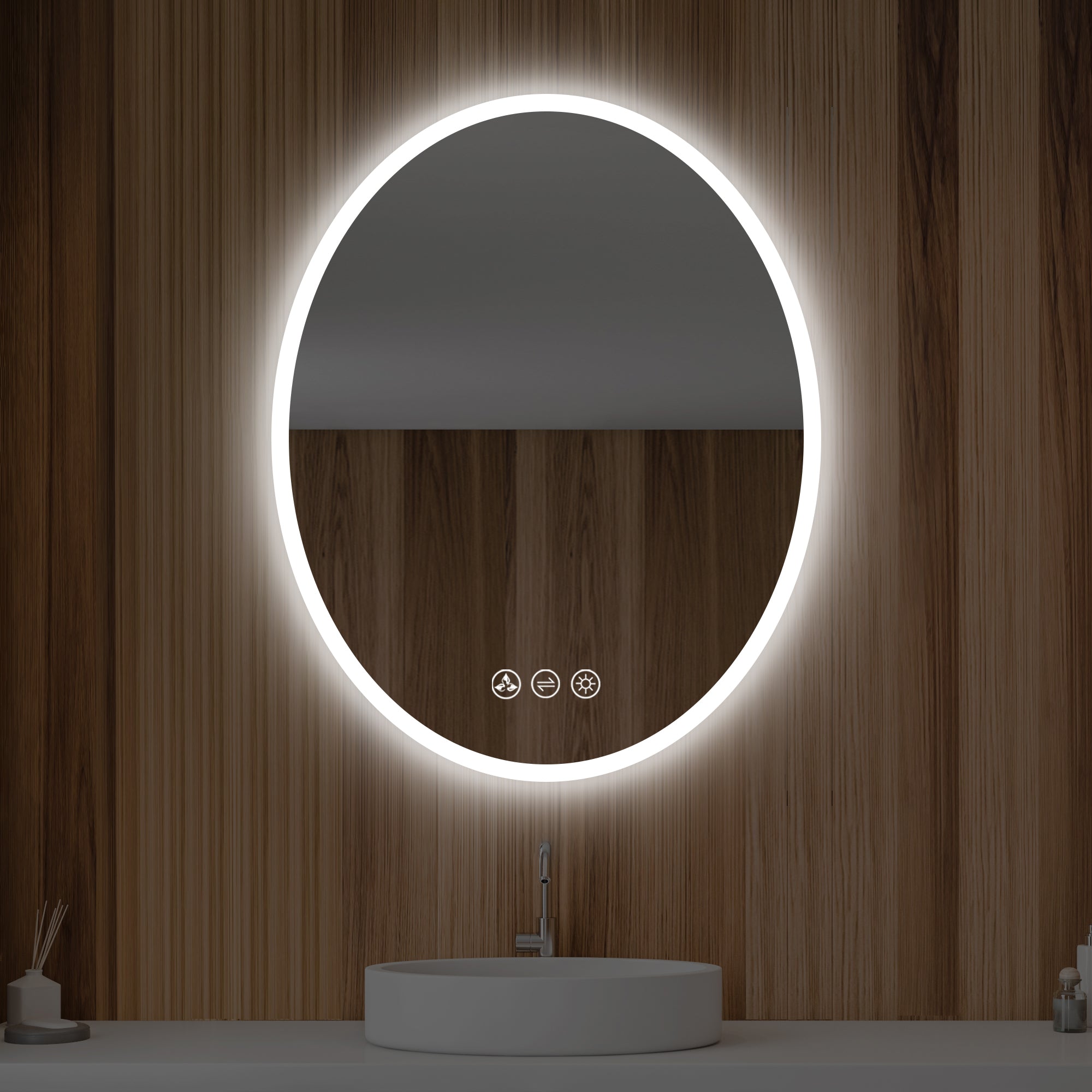 Oval 20" – Dimmable & Fog-Free Oval LED Mirror | Vanity Plus