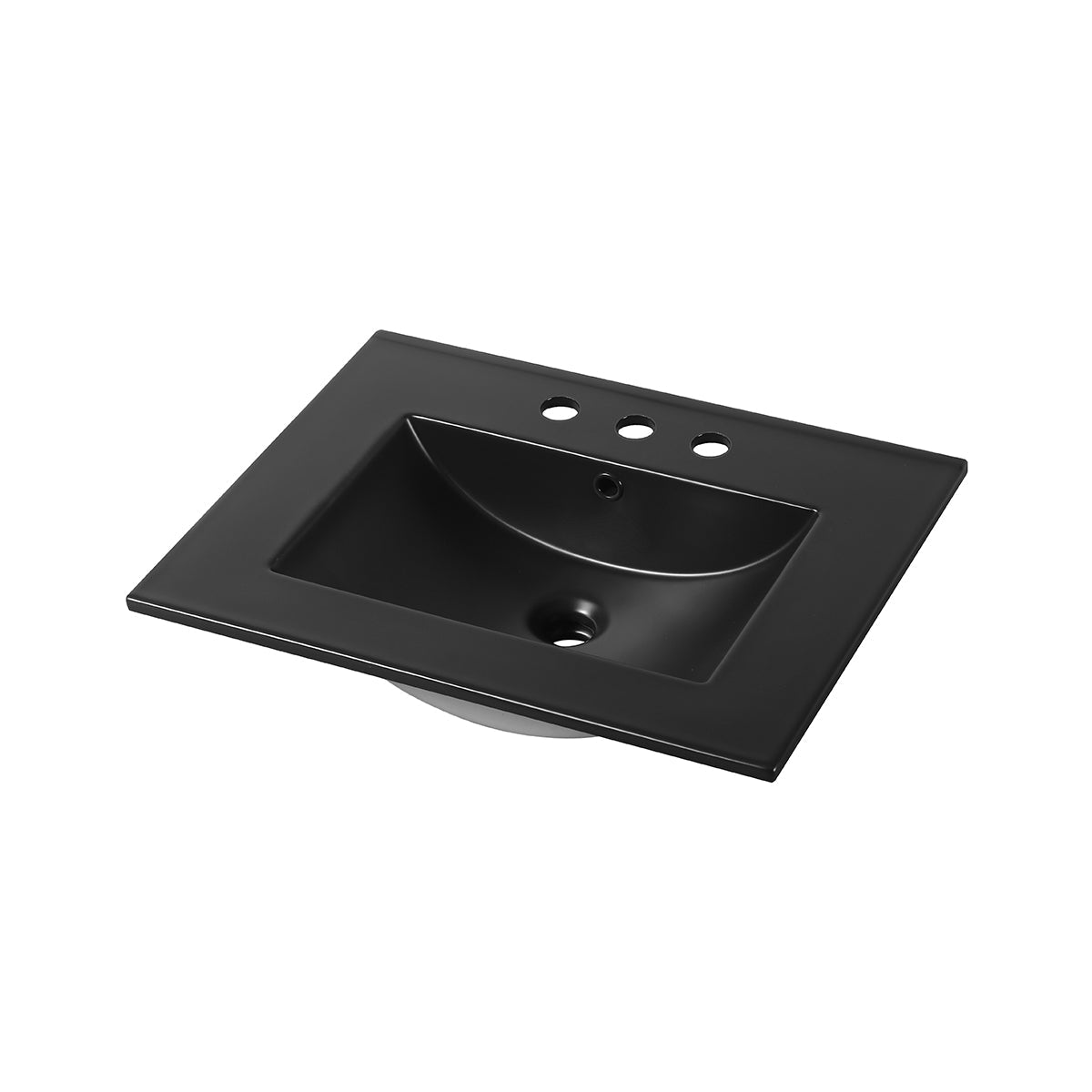 Matte Black Ceramic Basin 24”x18” Top – Three Holes – 8” spread | 24 ...