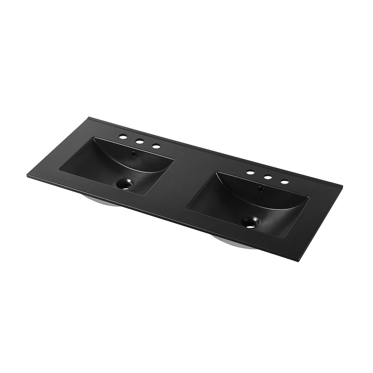 Matte Black Ceramic Basin 48″ X 18″ Top Double Three holes – 8” Spread ...