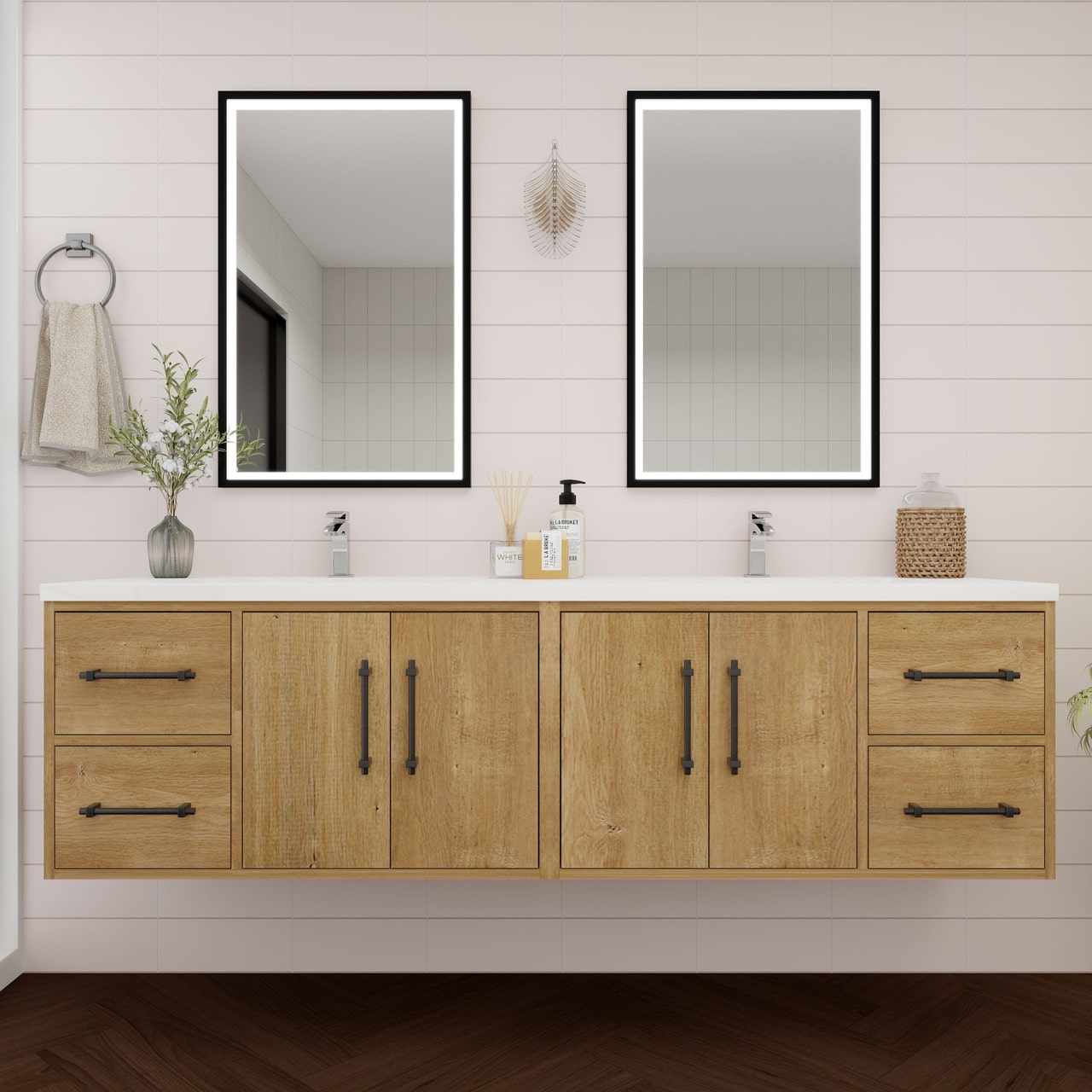 Victoria 72" Wall Mounted Vanity with Double Sink | Vanity Plus