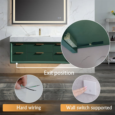 Alluring 48" Modern Floating Bathroom Vanity Stone Slab Countertop